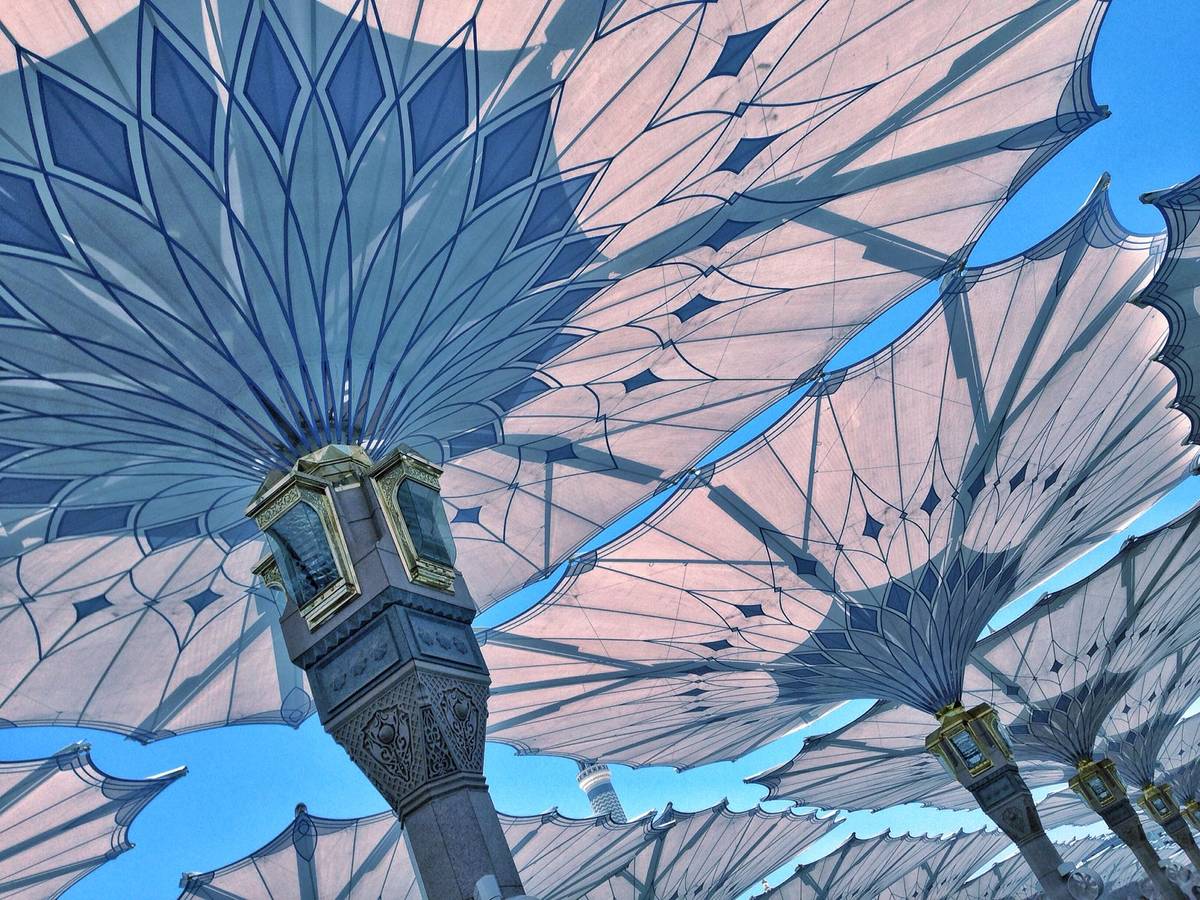 The Giant Umbrellas That Protect Pilgrims at the Medina Haram Piazza in ...